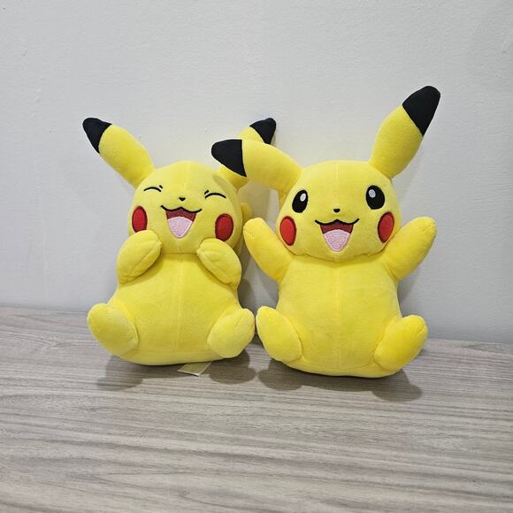 WCT | Toys | Pikachu 2 Plush Lot Smiling Closed Eyes Happy Pokemon ...